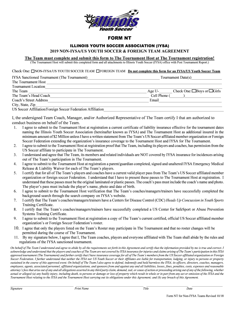 Fillable Online FORM NT - SportsEngine Fax Email Print - pdfFiller