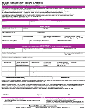 Fillable Online Indiana - Member Reimbursement Medical Claim Form ...