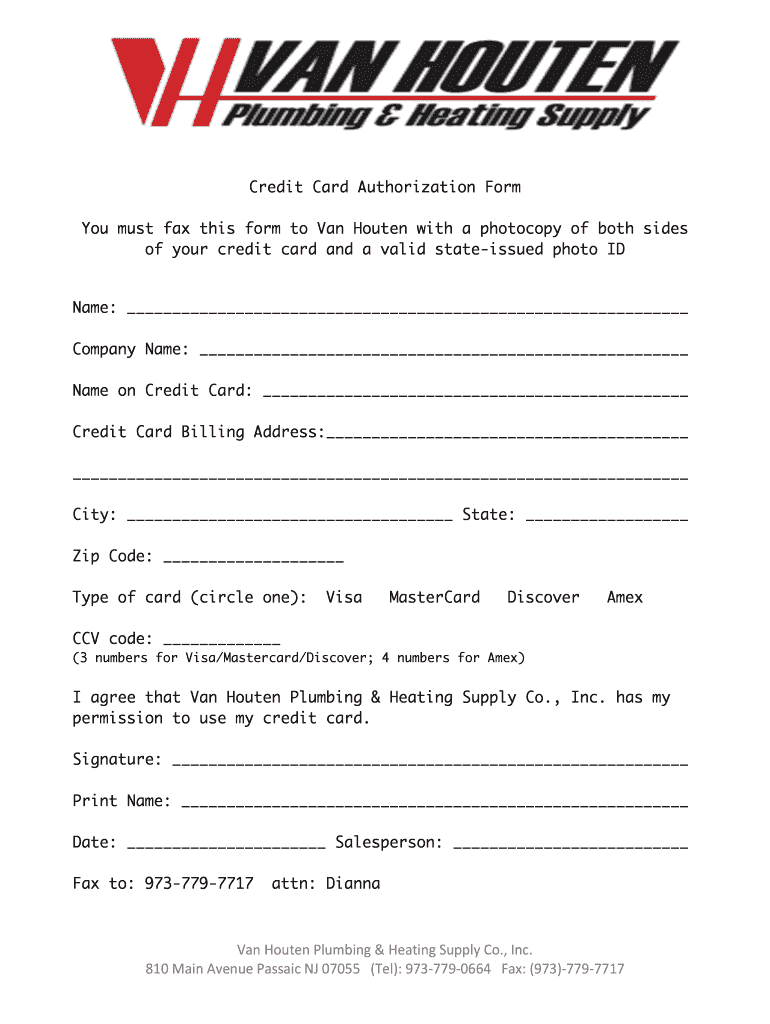 Fillable Online You must fax this form to Van Houten with a photocopy ...