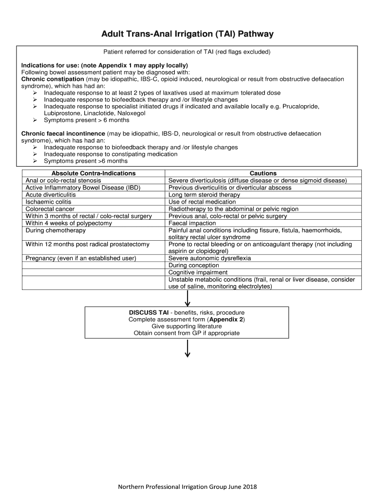 Fillable Online Adult Trans-Anal Irrigation (TAI) Pathway Eligibility ...