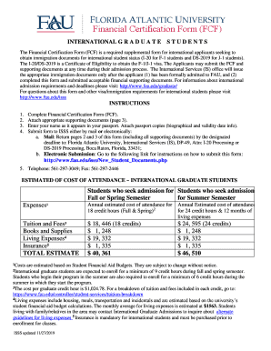 Fillable Online Fillable Online fau Financial Certification Form I-20 ...