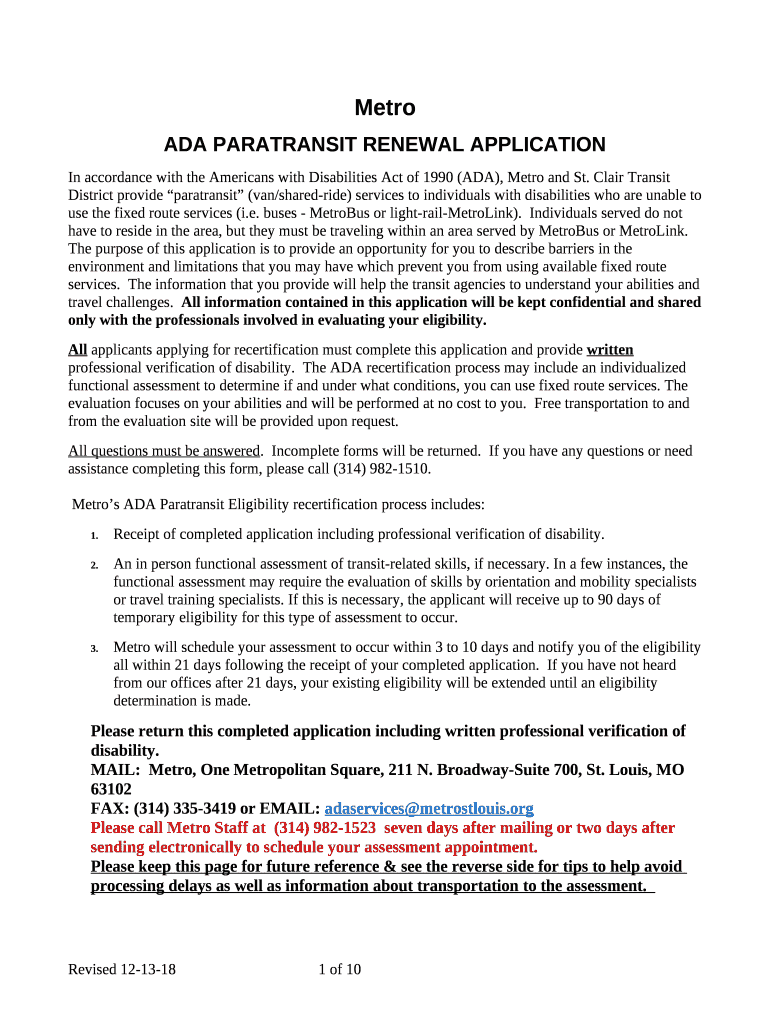 ADA PARATRANSIT RENEWAL APPLICATION - Metro St. Louis Doc Template ...