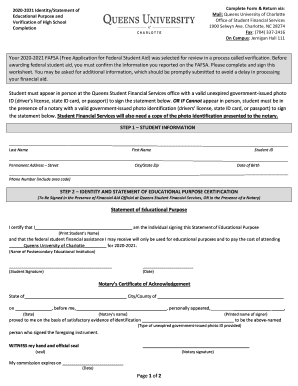 Fillable Online Identity/Statement of Education Purpose and Verification of High School ...
