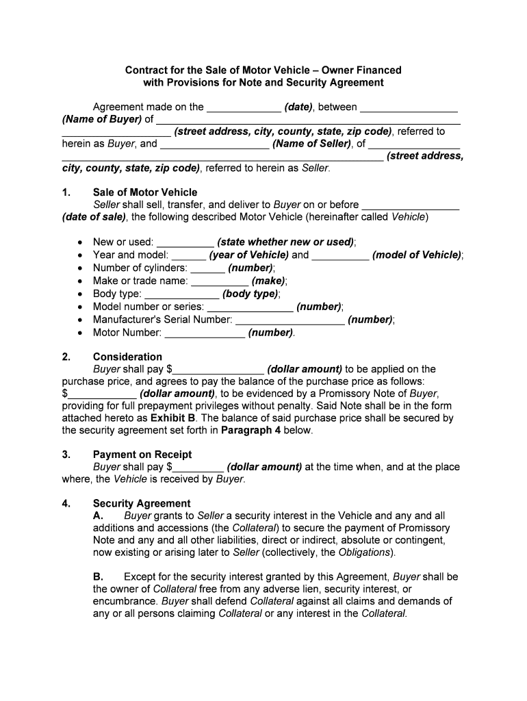 Contract sale motor vehicle: Fill out & sign online | DocHub