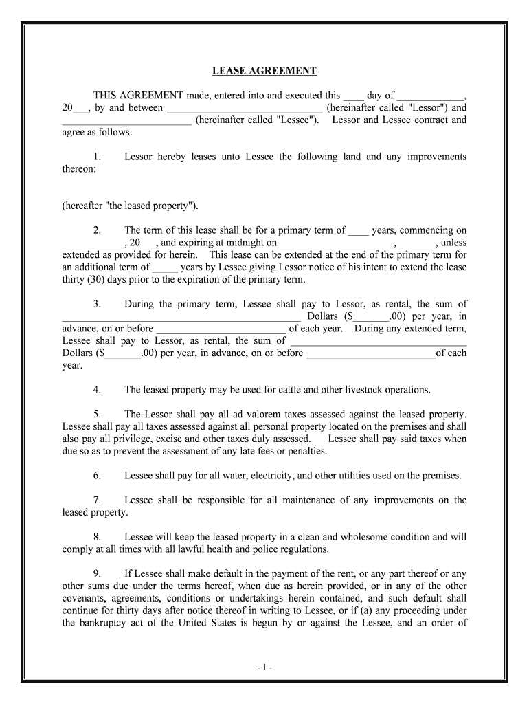 Farm Lease Fill Online Printable Fillable Blank PDFfiller