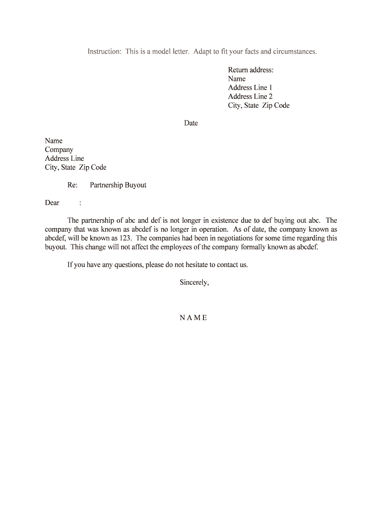 Buy Out Letter Sample Fill Online Printable Fillable Blank PdfFiller Buy Out Letter Sample Fill Online Printable Fillable Blank PdfFiller
