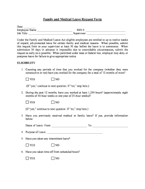 Family Medical Leave Application - Fill and Sign Printable Template Online