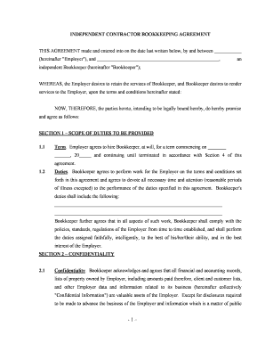 Bookkeeping Agreement - Fill and Sign Printable Template Online