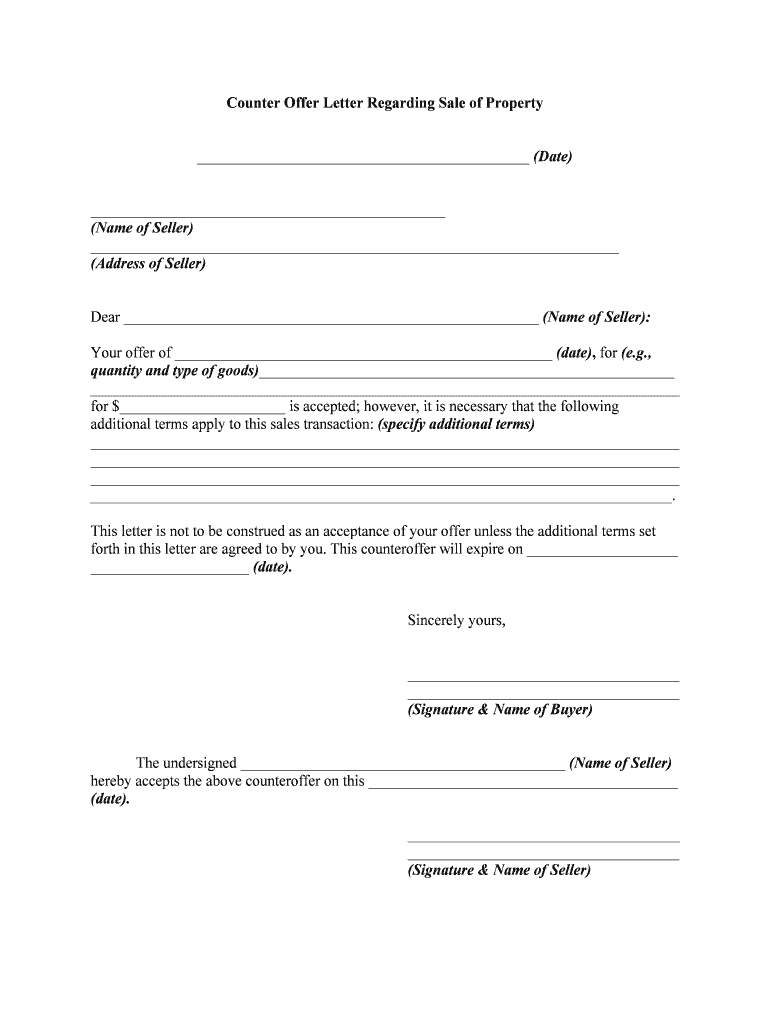 Fillable Online offer letter to purchase property Fax Email Print ...