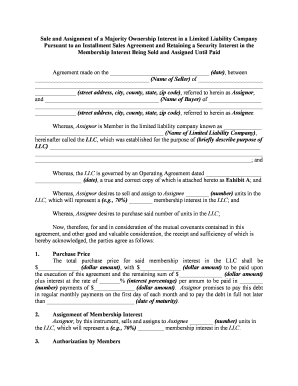 Sale Of An Llc Member Interest - Fill and Sign Printable Template Online