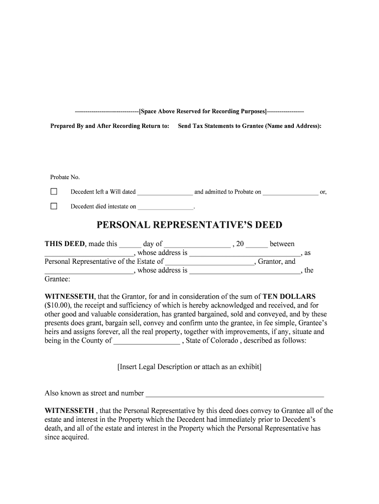 Warranty Deed For Personal Representative - Fill and Sign Printable ...