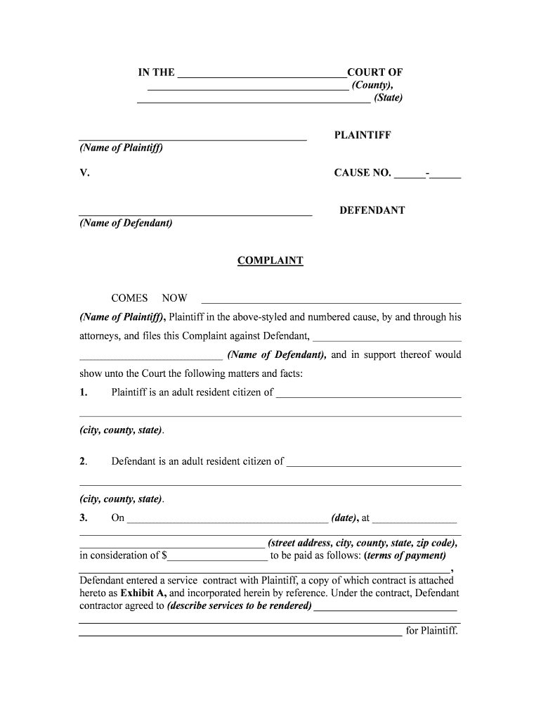 Complaint Breach Contract Sample - Fill Online, Printable, Fillable ...