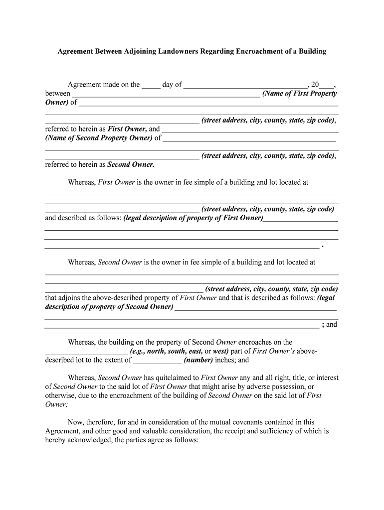 Agreement Encroachment Form - Fill Online, Printable, Fillable, Blank ...