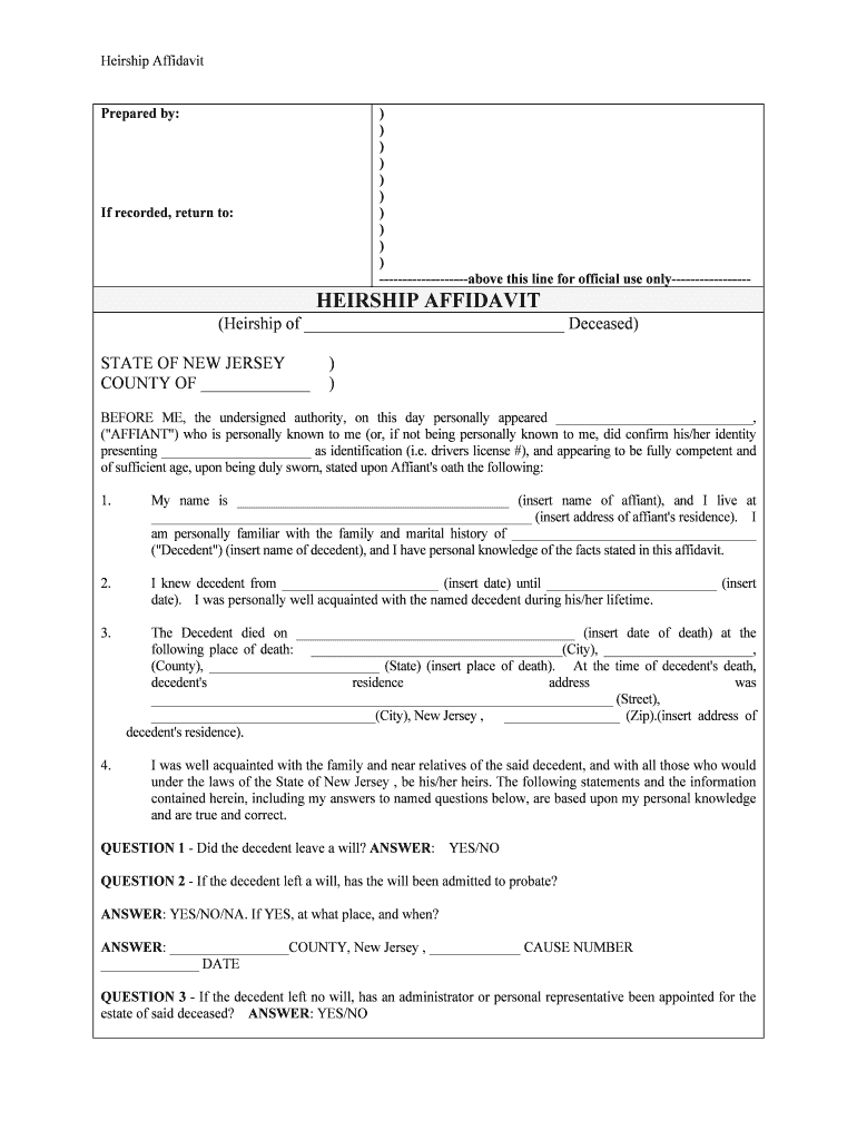 Fillable Online nj affidavit Fax Email Print - pdfFiller
