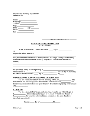 Michigan Lien Form - Fill Online, Printable, Fillable, Blank | pdfFiller