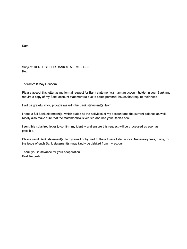 Account Statement Letter To Bank IMAGESEE