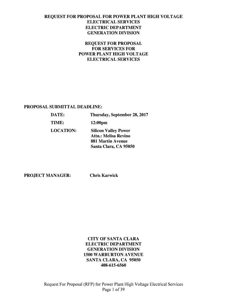 Fillable Online REQUEST FOR PROPOSAL FOR POWER PLANT HIGH VOLTAGE ...