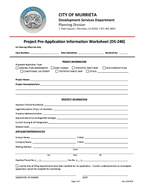 Fillable Online Pre-Application Information Worksheet Fax Email Print ...