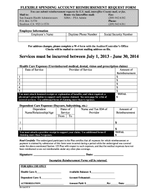 Fillable Online flexible spending account reimbursement request form ...