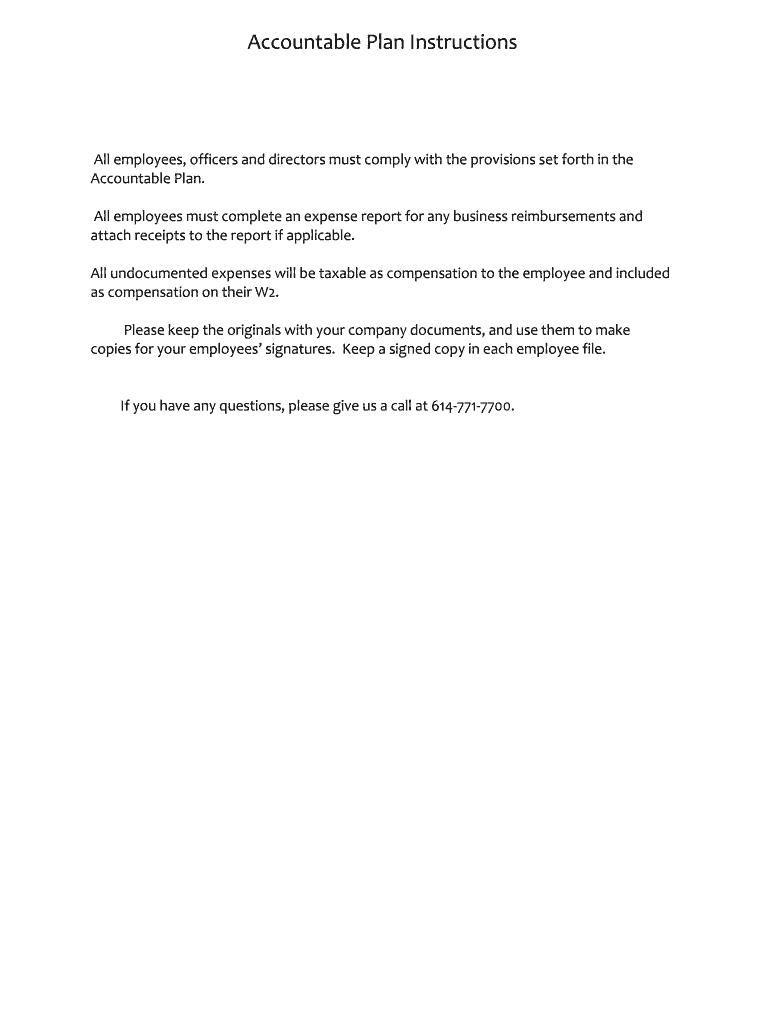 Fillable Online Accountable Plan Instructions Fax Email Print - pdfFiller