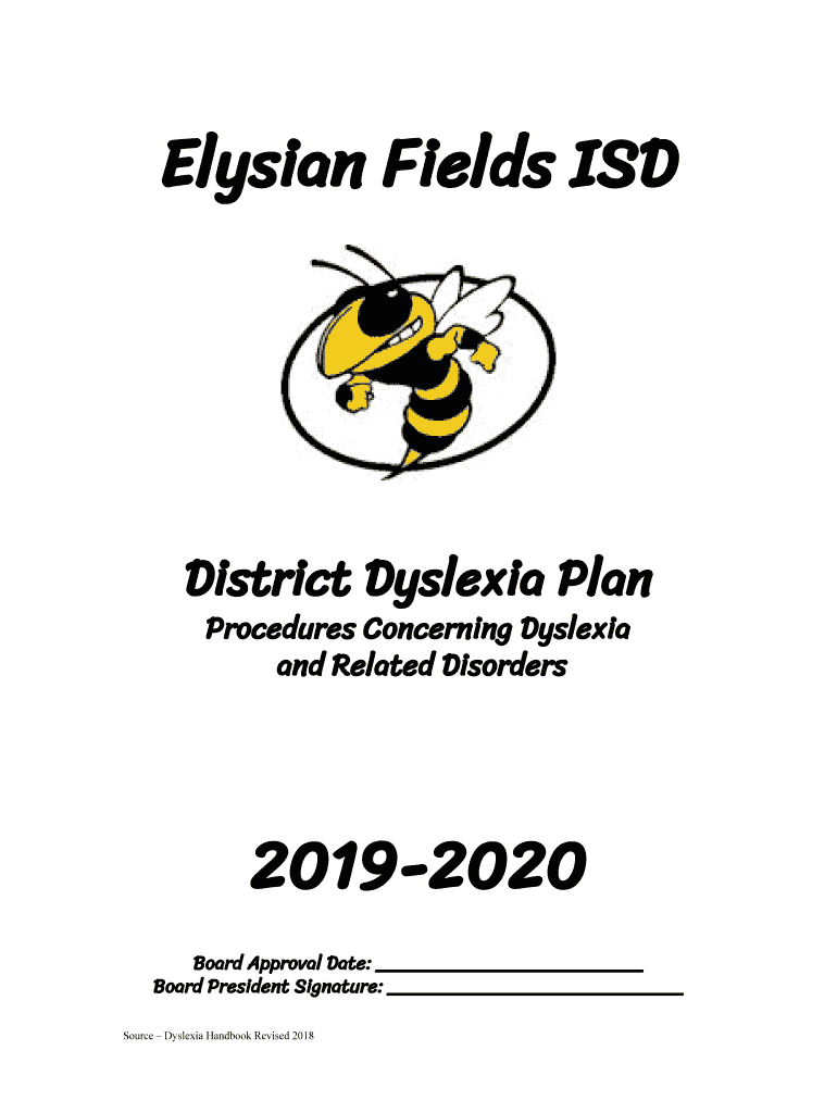 Fillable Online EFISD Dyslexia Plan - Elysian Fields Independent School ... Fax Email Print ...