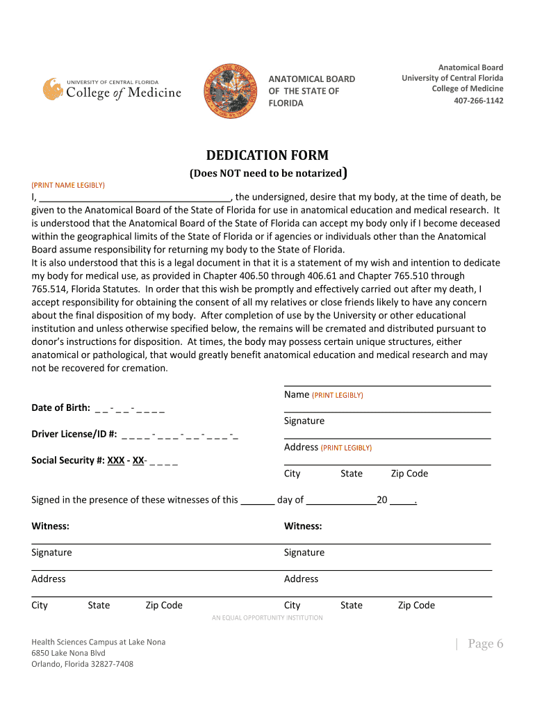 Fillable Online med ucf Forms Required for Anatomical Donation ...