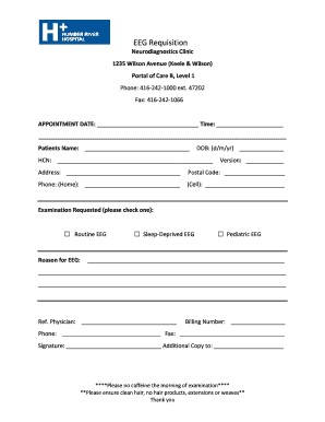 Fillable Online EEG Requisition - Humber River Hospital Fax Email Print ...