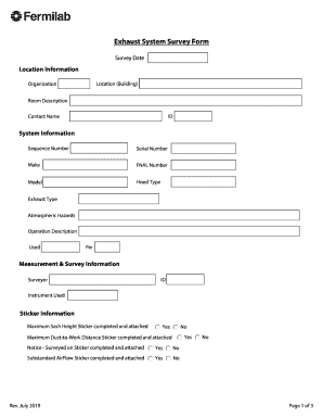 Fillable Online Exhaust System Survey Form-Rev. July 2019 Fax Email ...