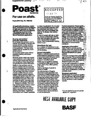 Fillable Online U.S. EPA, Pesticide Product Label, BASF POAST HERBICIDE ...