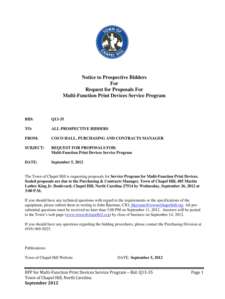 Fillable Online Request for Proposal (RFP) Copiers and Copy ... - Muskego Fax Email Print ...