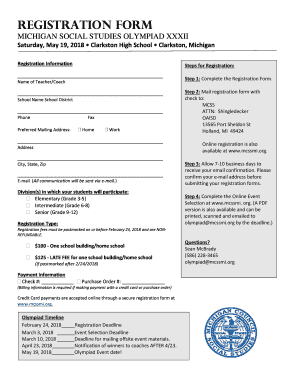 Fillable Online Registration Form - Michigan Social Studies Olympiad ...