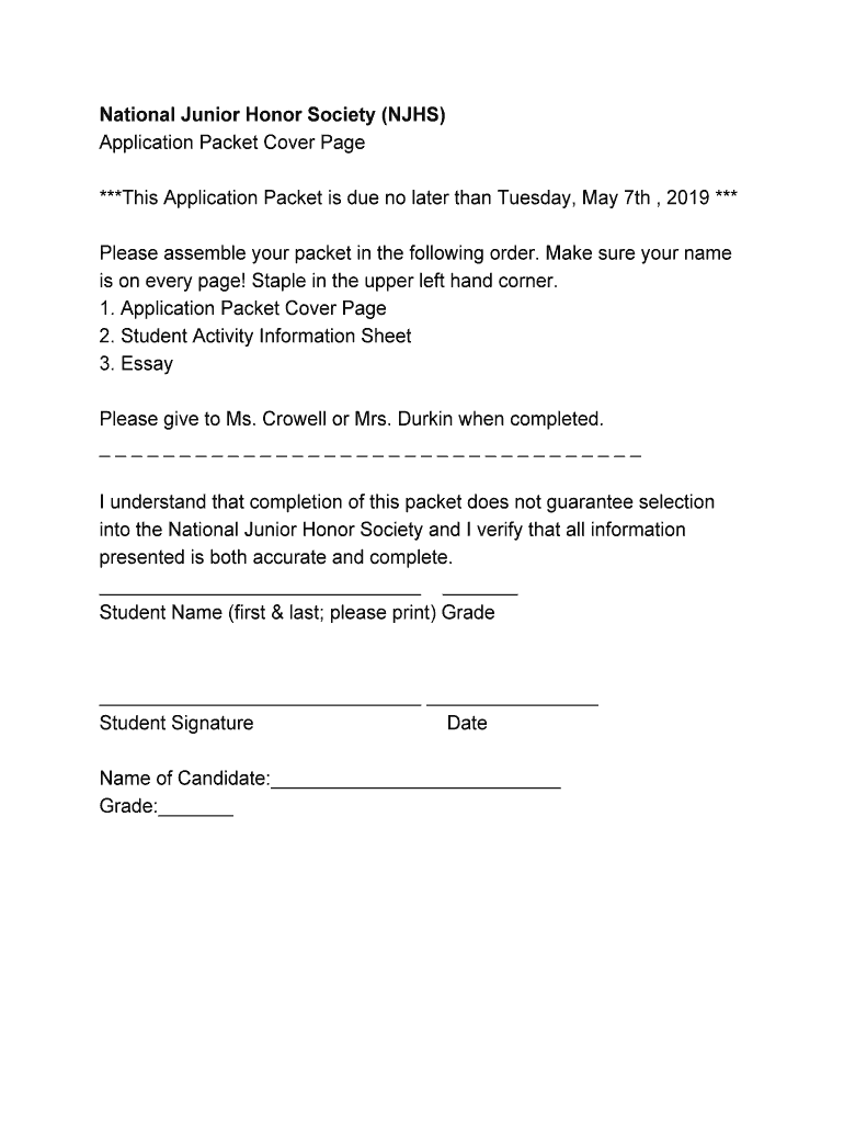 Fillable Online NJHS application packet - Google Docs Fax Email Print ...