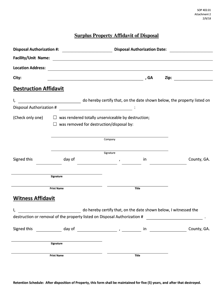 Fillable Online Destruction Affidavit Witness Affidavit - PowerDMS Fax ...