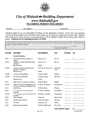 Fillable Online PLUMBING PERMIT FEE-SHEET Fax Email Print - pdfFiller