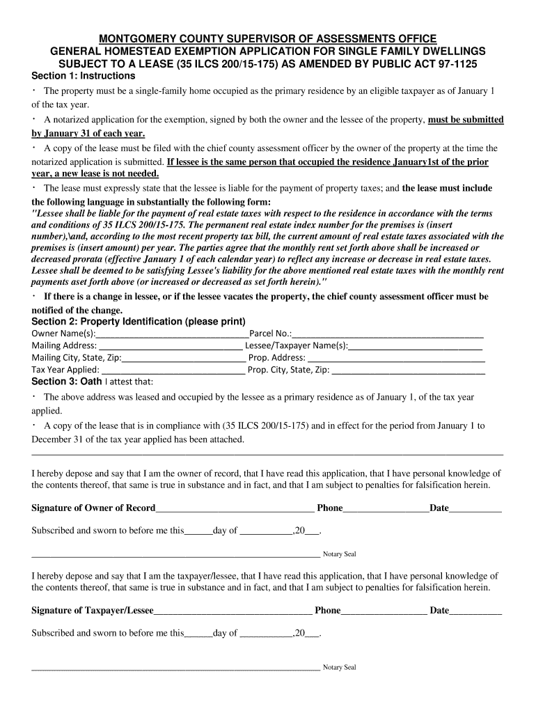 Fillable Online Property Tax Relief - Homestead Exemptions - Montgomery ...