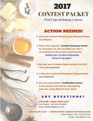 Fillable Online Give this Contest Packet to your Baking Contest Fax ...