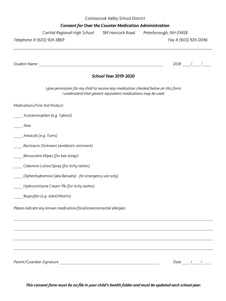 Fillable Online cvhs convalsd OTC editable Consent Form Fax Email Print ...