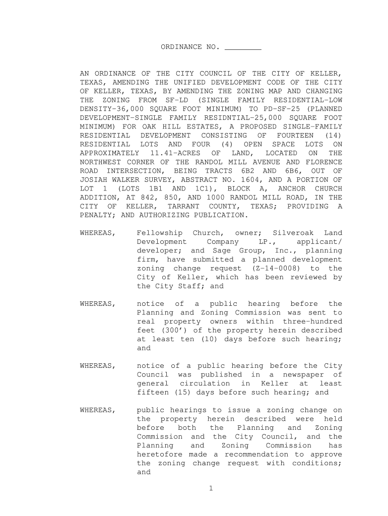 Fillable Online TEXAS, AMENDING THE UNIFIEDDEVELOPMENT CODE OF Fax Email Print - pdfFiller