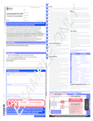 Fillable Online Acute Resuscitation Plan (ARP) FormQueensland Health ...