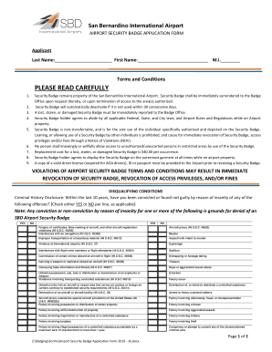 Fillable Online AIRPORT SECURITY BADGE APPLICATION FORM Fax Email Print ...