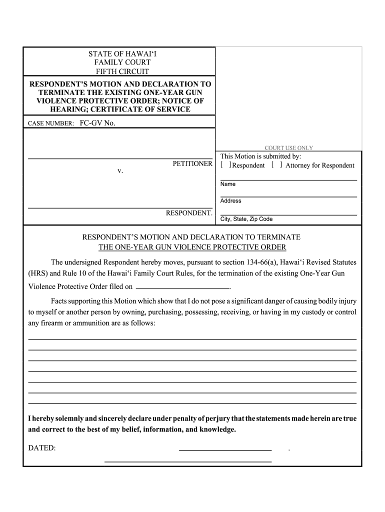 Fillable Online Respondent's Motion and Declaration to Terminate the ...