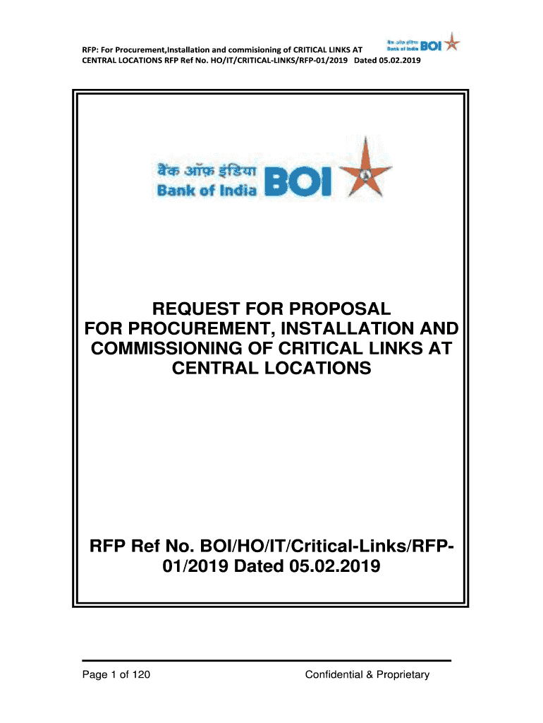 Fillable Online REQUEST FOR PROPOSAL FOR PROCUREMENT, INSTALLATION AND ...