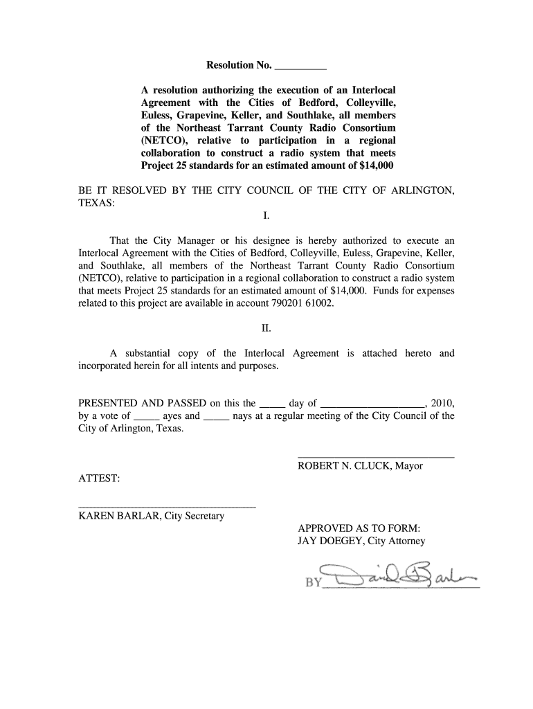 Fillable Online A RESOLUTION AUTHORIZING THE EXECUTION OF A SHARED SERVICES ... Fax Email Print ...