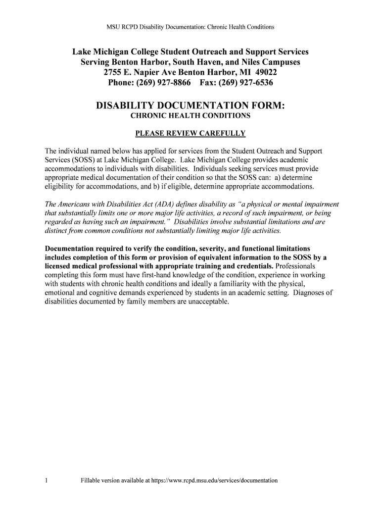 Fillable Online Chronic Health Condition Documentation form Fax Email ...