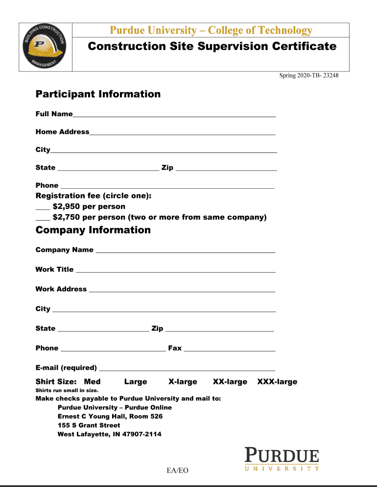 Fillable Online Purdue Online - Construction Site Supervision ...