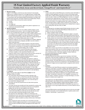 Fillable Online 15-Year Limited Factory Applied Finish Warranty Fax ...