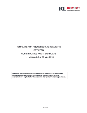 Fillable Online TEMPLATE FOR PROCESSOR AGREEMENTS BETWEEN ...
