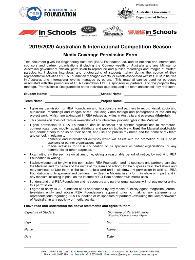 Fillable Online rea org Media Coverage Permission Form Fax Email Print ...
