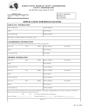Fillable Online 2020 Bingo Application updated Notary Fax Email Print ...