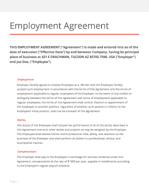 29+ Free Editable Employee Contract Templates in MS Word [DOC] | pdfFiller